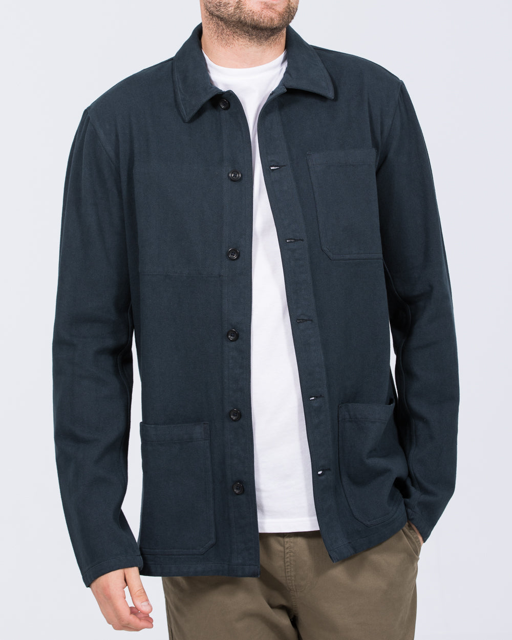 2t Tristian Tall Mens Cotton Utility Shacket (navy) | Tall Mens ...