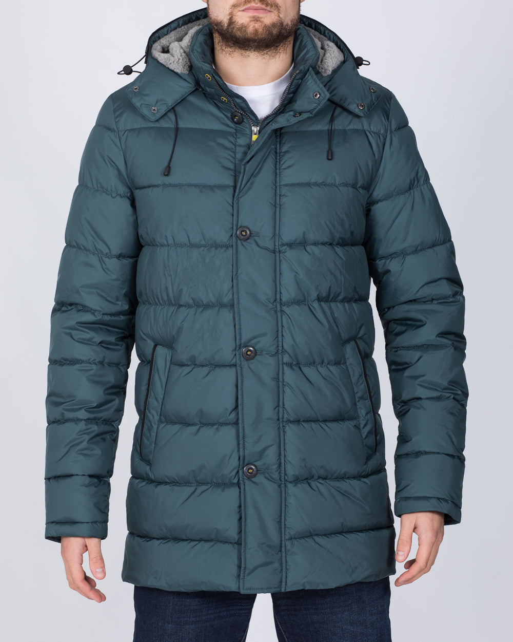 Cabano Tall Extra Long Quilted Jacket (petrol) windproof | Tall Mens ...