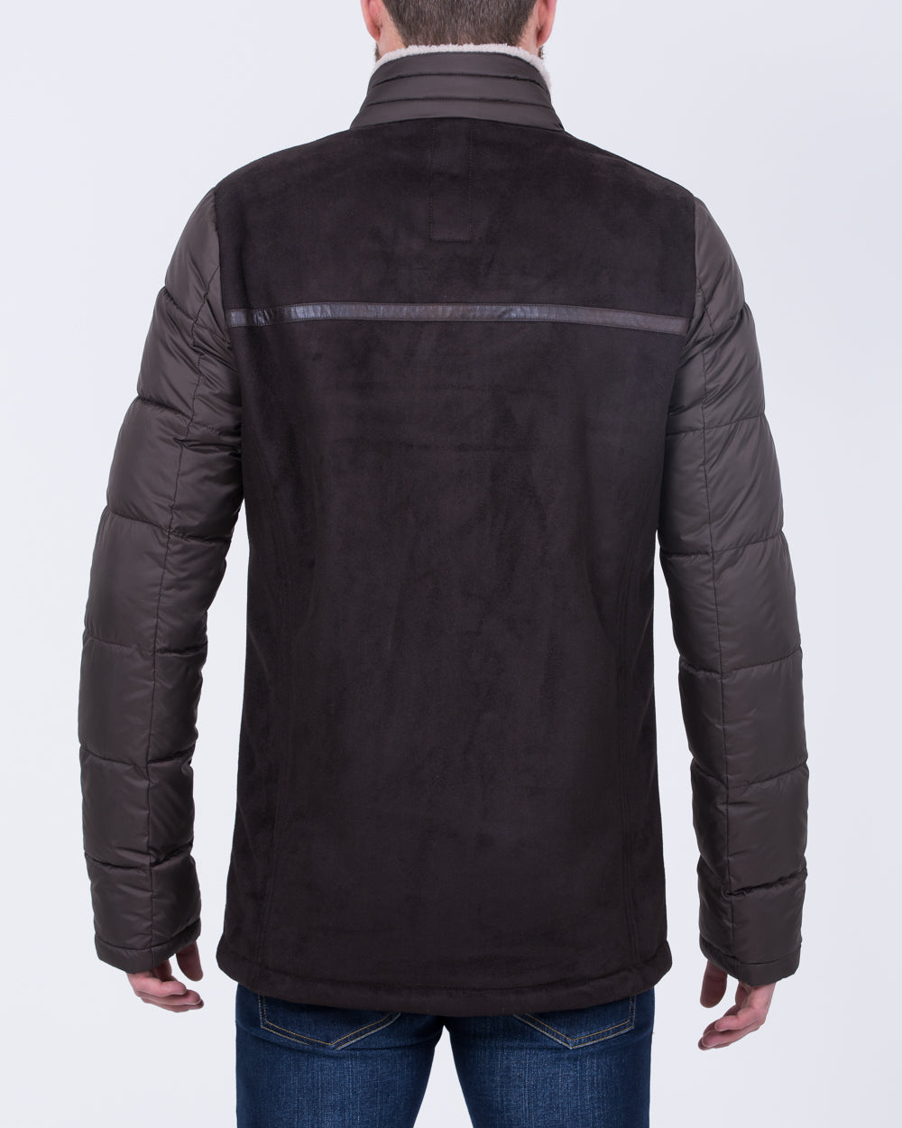 Cabano Tall Suede Look Puffer Jacket (dark brown) | Tall Mens Clothing ...